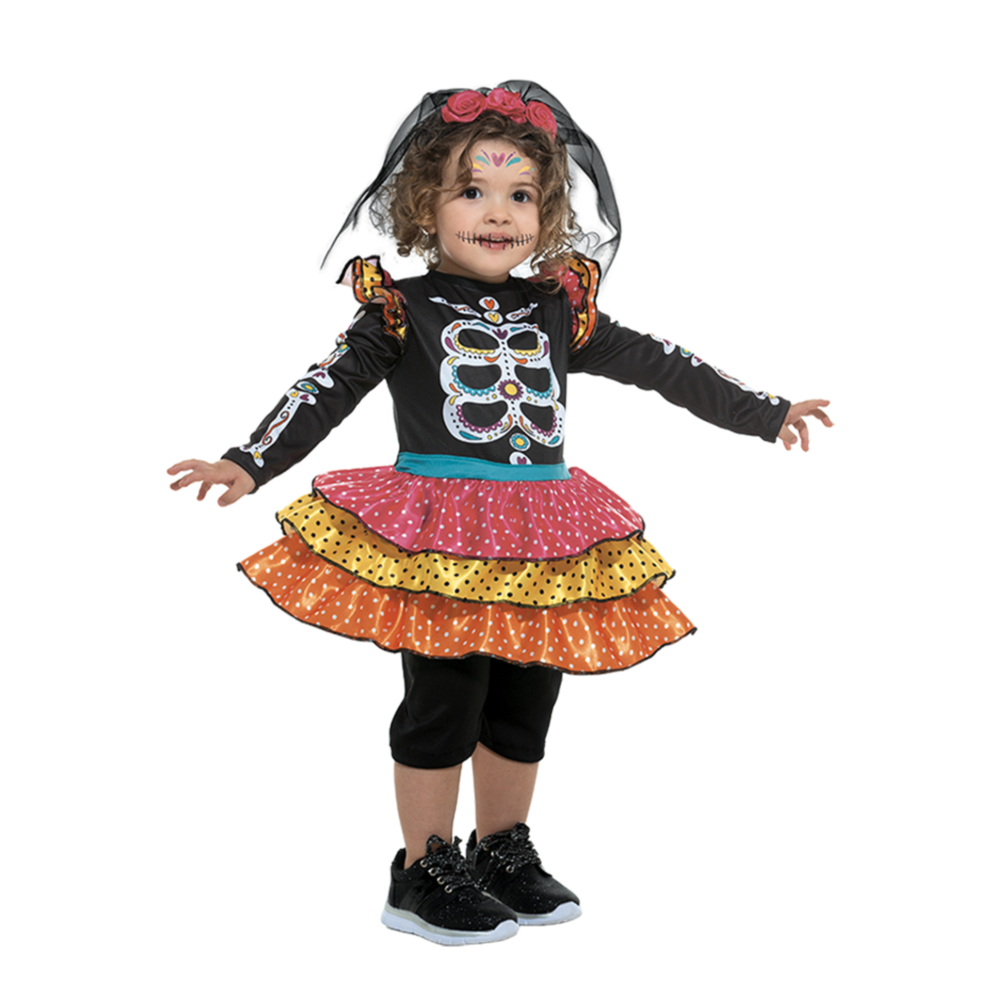 COSTUME TRAVESTIMENTO HALLOWEEN BABY CATRINA - SCHELETRINA TAGLIA - 12 ...